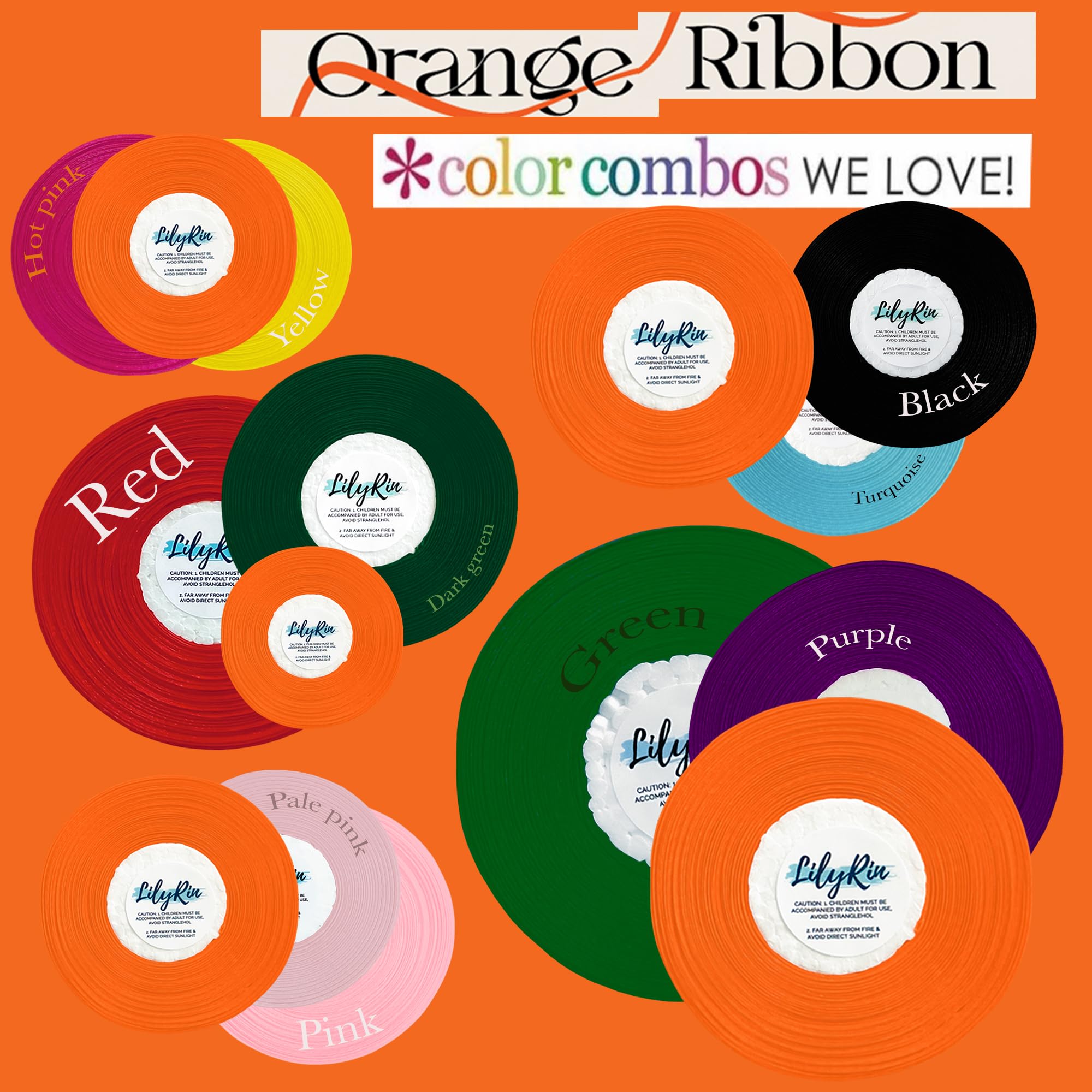 Orange Ribbon 1/4 Inches 36 Yards Halloween Satin Roll Perfect for Scrapbooking Art Wedding Wreath Baby Shower Packing Birthday Wrapping Christmas Tangerine