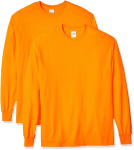 gildan men's ultra cotton long sleeve t-shirt, style g2400, multipack, safety orange (2-pack), 2x-large