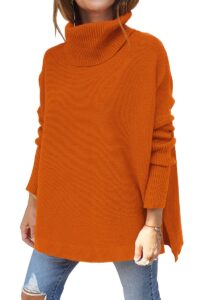 lillusory orange turtleneck oversized sweaters long batwing sleeve tunic pullover sweater knit tops