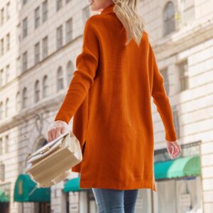 LILLUSORY Orange Turtleneck Oversized Sweaters Long Batwing Sleeve Tunic Pullover Sweater Knit Tops