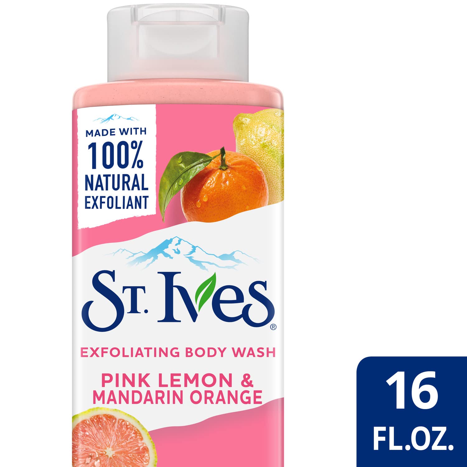 St. Ives Exfoliating Body Wash - Pink Lemon Body Wash for Women with Mandarin Orange, Citrus Body Wash, Body Soap, or Hand Soap with 100% Natural Exfoliants for Glowing Skin, 16 Oz Ea (Pack of 2)