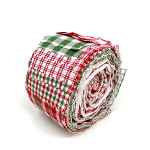 22 Merry Christmas Red and Green Homespun 100% Cotton Fabric 2.5" X 44" Precut Jelly Roll by JCS