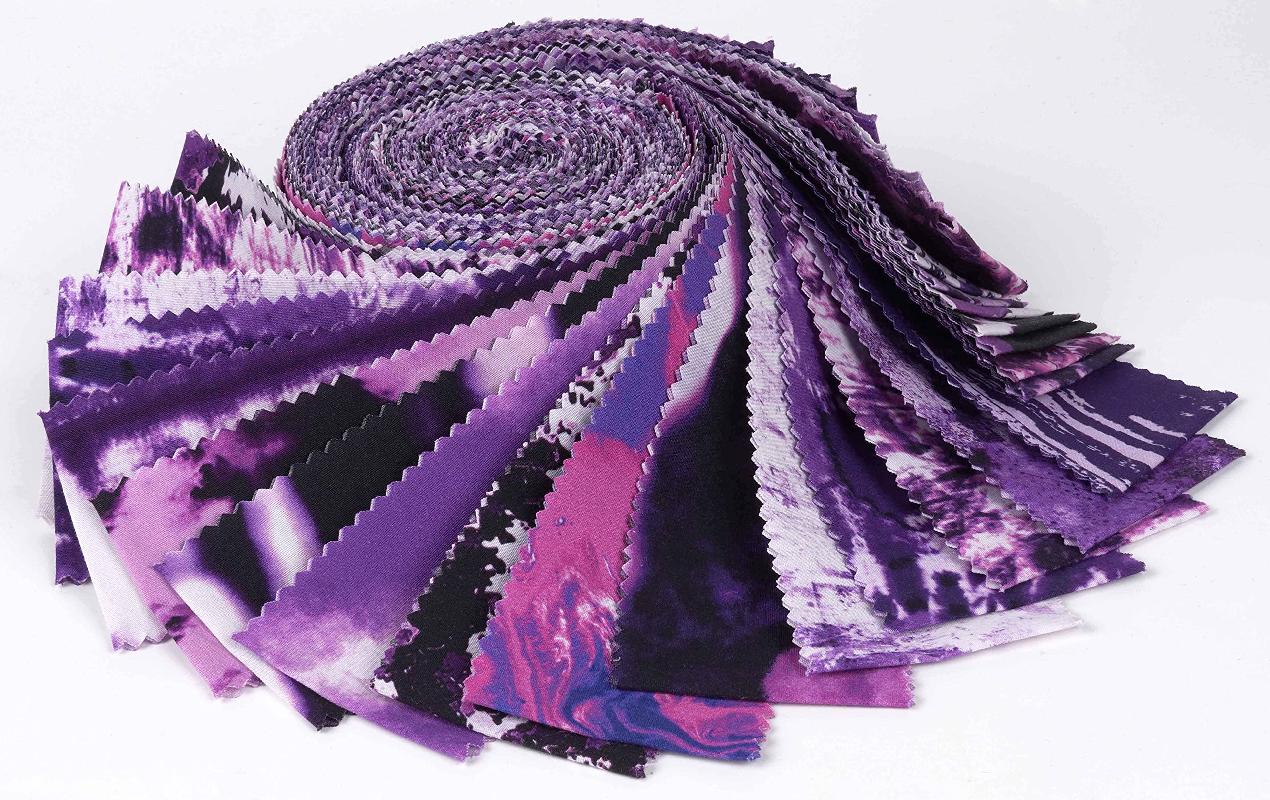 Soimoi 40Pcs Tie Dye Print Cotton Precut Fabrics for Quilting Craft Strips 2.5x42inches Jelly Roll - Purple