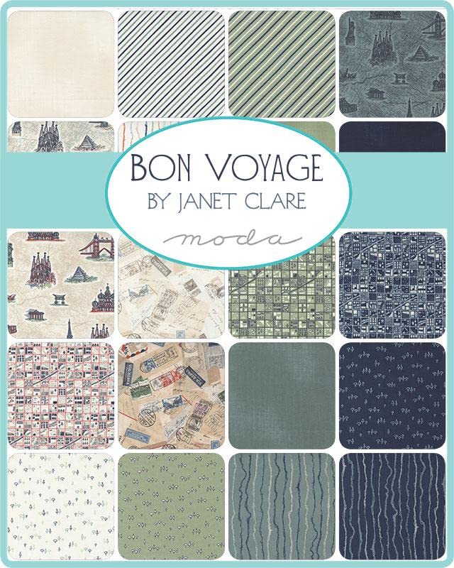 Janet Clare Bon Voyage Jelly Roll 40 2.5-inch Strips Moda Fabrics 16940JR