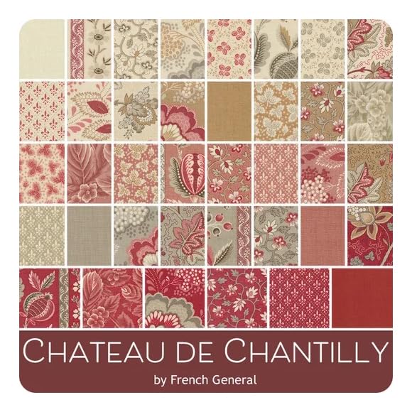 Moda, Jelly Roll, Chateau De Chantilly, Forty 2.5 inch Strips of Fabric