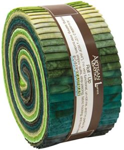 robert kaufman artisan batiks prisma dyes rainforest green jelly roll up, 40 2.5x44-inch cotton fabric strips