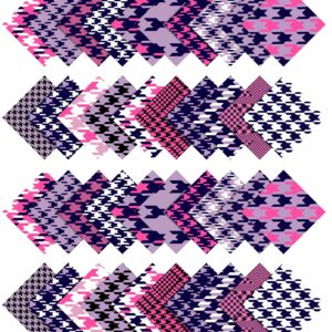 Soimoi 40Pcs Houndstooth Print Cotton Precut Fabrics for Quilting Craft Strips 2.5x42inches Jelly Roll - Purple & Pink