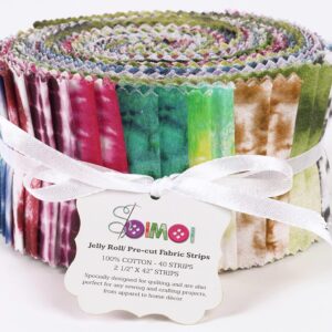 Soimoi 40Pcs Tie Dye Print Cotton Precut Fabrics for Quilting Craft Strips 2.5x42inches Jelly Roll - Multicolor