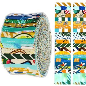 Soimoi 40Pcs Summer Print Cotton Precut Fabrics for Quilting Craft Strips 2.5x42inches Jelly Roll - Multicolor