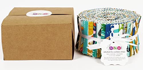 Soimoi 40Pcs Summer Print Cotton Precut Fabrics for Quilting Craft Strips 2.5x42inches Jelly Roll - Multicolor