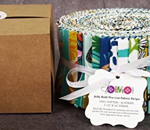 Soimoi 40Pcs Summer Print Cotton Precut Fabrics for Quilting Craft Strips 2.5x42inches Jelly Roll - Multicolor