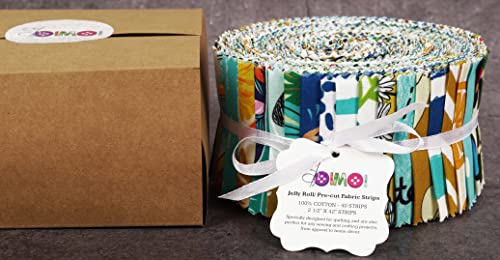 Soimoi 40Pcs Summer Print Cotton Precut Fabrics for Quilting Craft Strips 2.5x42inches Jelly Roll - Multicolor