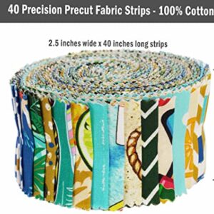 Soimoi 40Pcs Summer Print Cotton Precut Fabrics for Quilting Craft Strips 2.5x42inches Jelly Roll - Multicolor