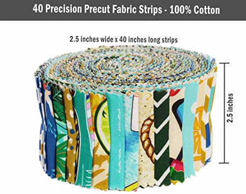 Soimoi 40Pcs Summer Print Cotton Precut Fabrics for Quilting Craft Strips 2.5x42inches Jelly Roll - Multicolor