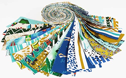 Soimoi 40Pcs Summer Print Cotton Precut Fabrics for Quilting Craft Strips 2.5x42inches Jelly Roll - Multicolor