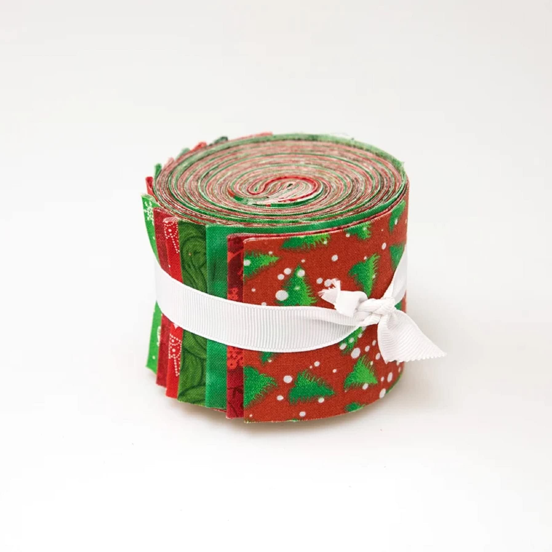 Christmas Basics Red Green Jelly Roll Fabric, 100% Cotton Fabric Quilting Strips, Pre-Cut Fabric, 2.5 inch pre-Cut, 17 Strips