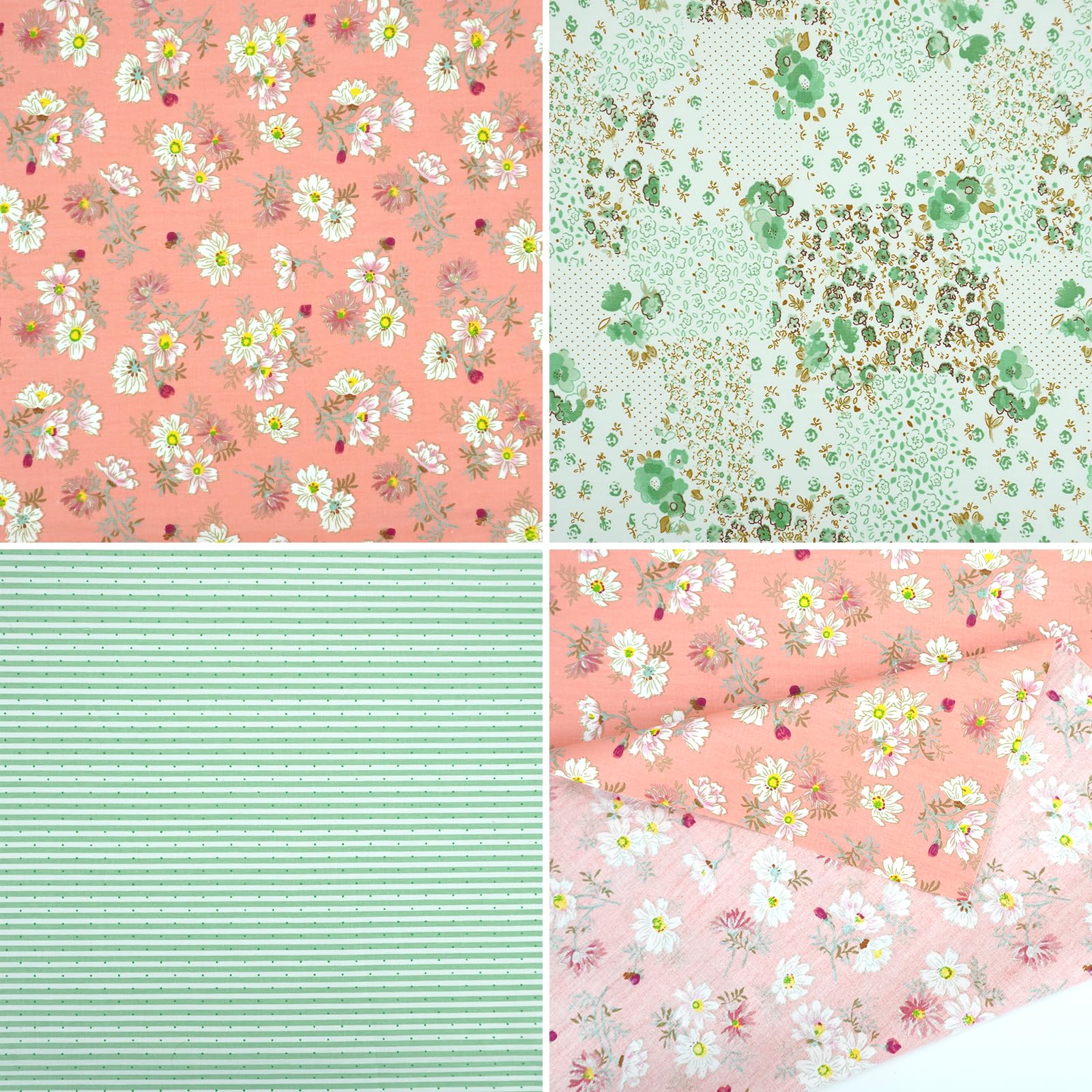 Mililanyo 7 Pieces Cotton Fabric 18 x 22 Inches Precut Patchwork Fabric Set Fat Quarter Bundles for Sewing Quilting Crafting (Peony Lily)