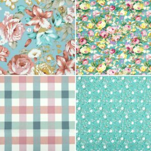 Mililanyo 7 Pieces Cotton Fabric 18 x 22 Inches Precut Patchwork Fabric Set Fat Quarter Bundles for Sewing Quilting Crafting (Peony Lily)