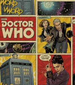 doctor who comic book patch fleece fabric- 1 yard 58"/60" fleece fabric