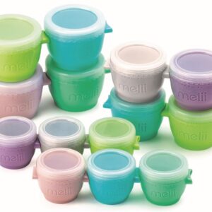 melii Snap & Go Baby Food Storage Containers with lids, Snack Containers, Freezer Safe, 14 Piece Set (4 x 6 oz, 4 x 4 oz, 6 x 2 oz), Original