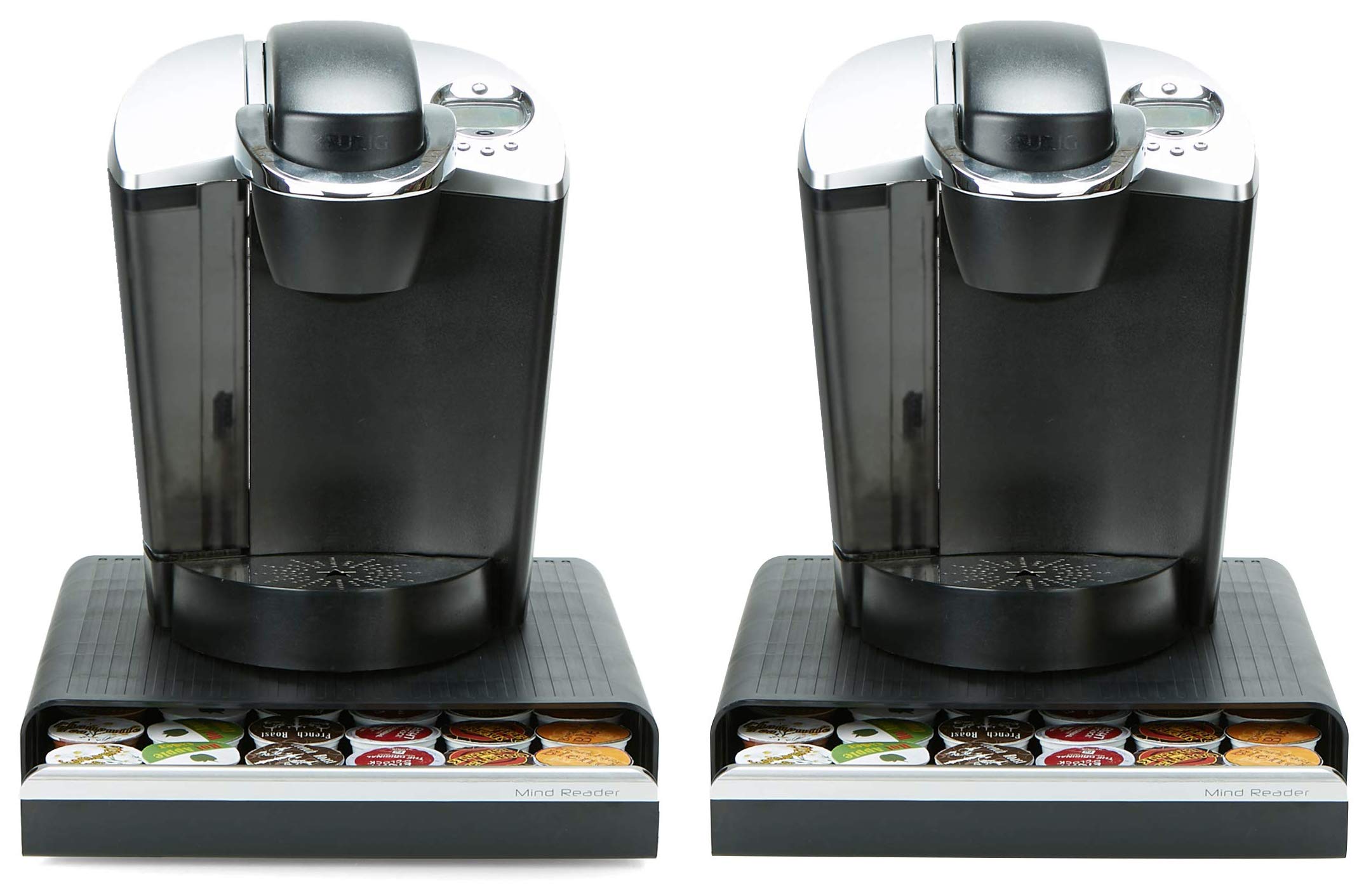 Mind Reader Single Serve Coffee Pod Drawer, Set of 2, 36 Pod Capacity, Countertop Organizer, 12.75" L x 13" W x 3" H, Black