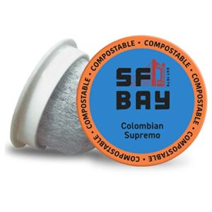 san francisco bay compostable coffee pods - 100% colombian (120 ct) k cup compatible including keurig 2.0, medium roast