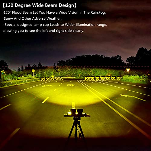 SufeMotec 6D 3 Inch Yellow Led Fog Light, 12V 24V Flood Beam 4x4 Offroad Driving Lights, Led Work Pods Light for Motorcycle ATV UTV SUV Car Truck Pickup (Pack of 2)