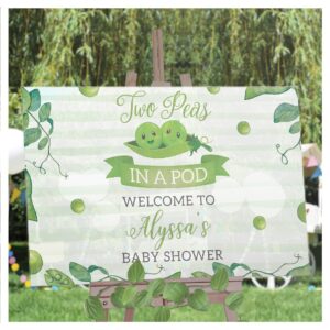 twin baby shower banner, two peas in a pod, baby shower banner, baby shower reception sign, peas in a pod decor, nature design, green decor, baby shower banner sign