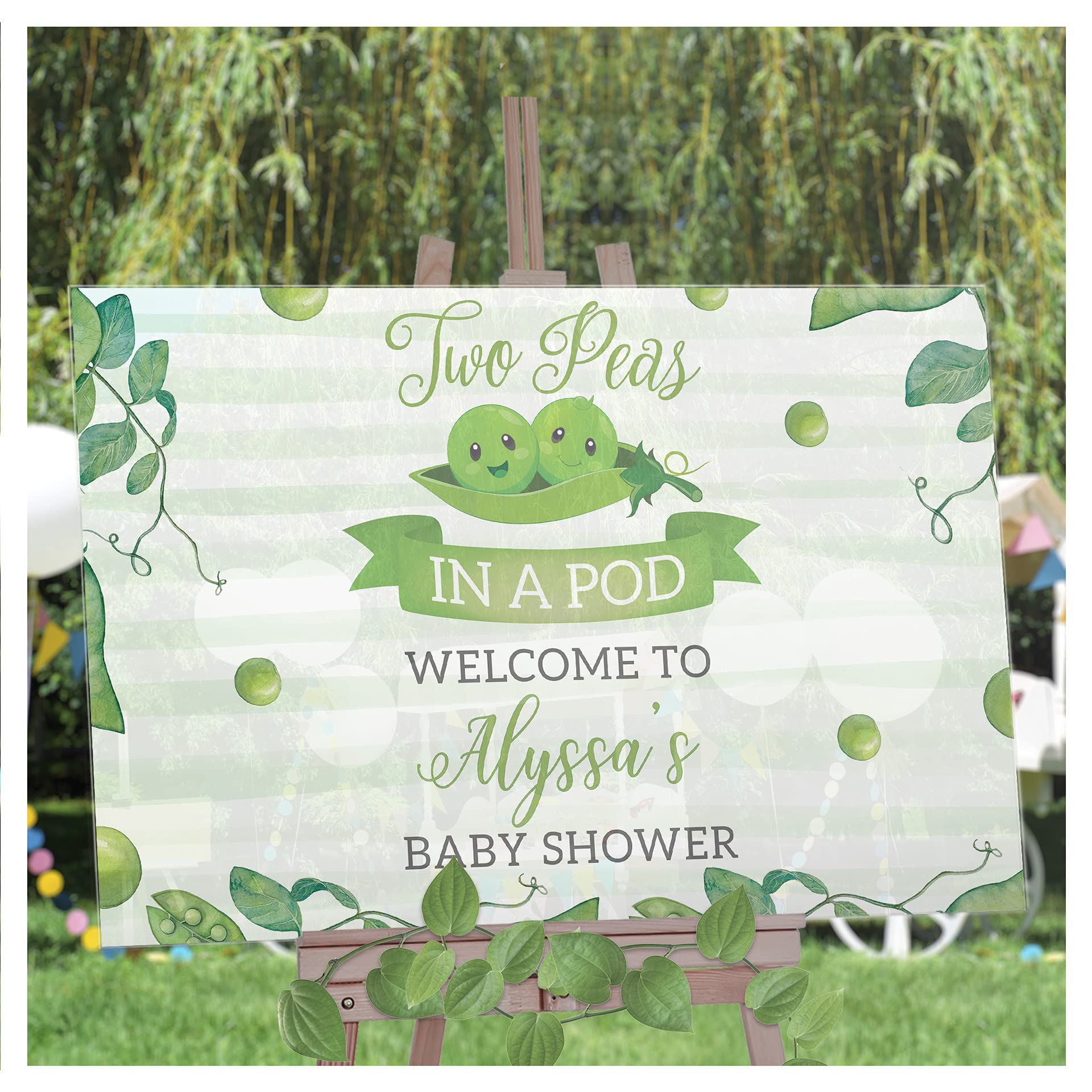 Twin Baby Shower Banner, Two Peas in a Pod, Baby Shower Banner, Baby Shower Reception Sign, Peas in a Pod Decor, Nature Design, Green Decor, Baby Shower Banner Sign