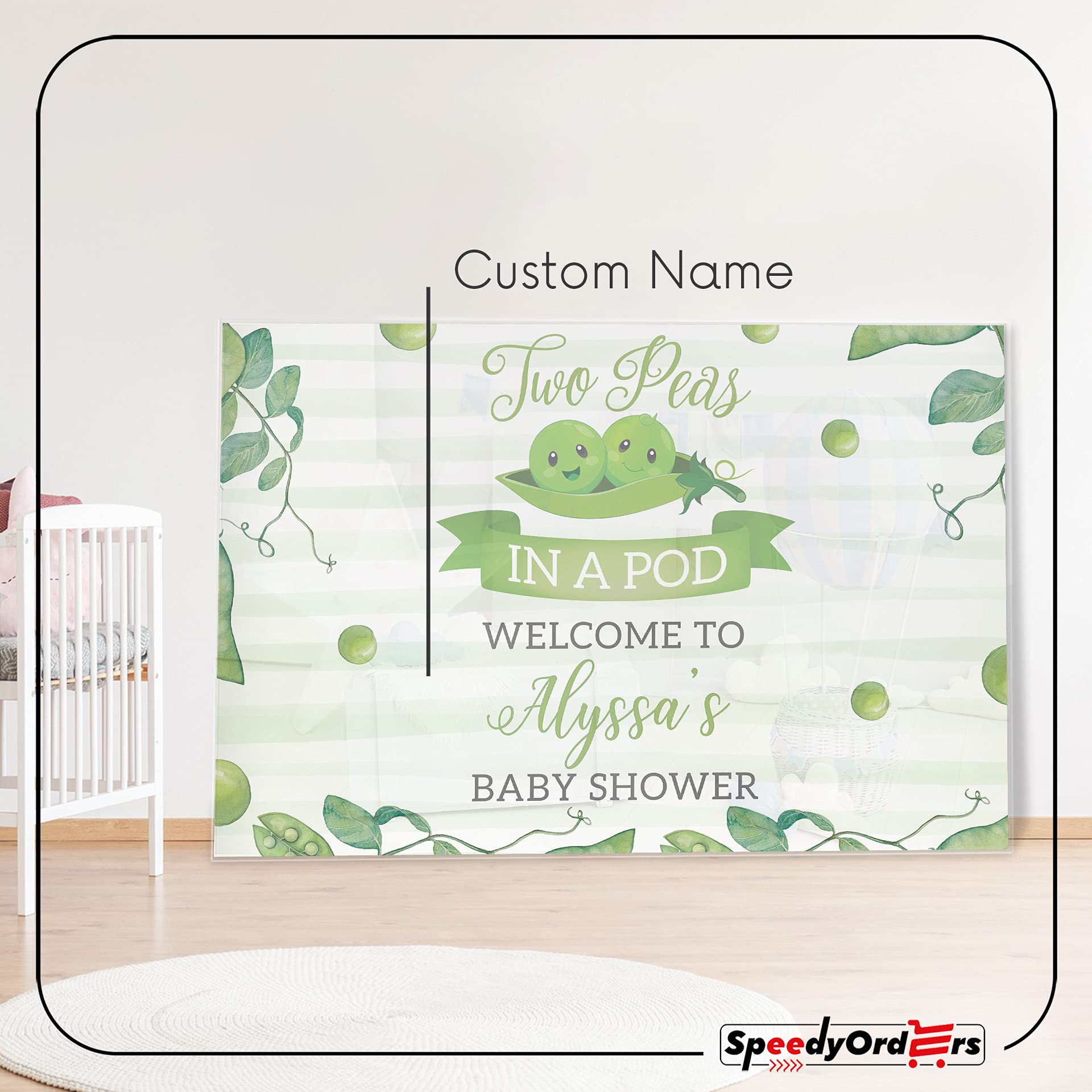 Twin Baby Shower Banner, Two Peas in a Pod, Baby Shower Banner, Baby Shower Reception Sign, Peas in a Pod Decor, Nature Design, Green Decor, Baby Shower Banner Sign