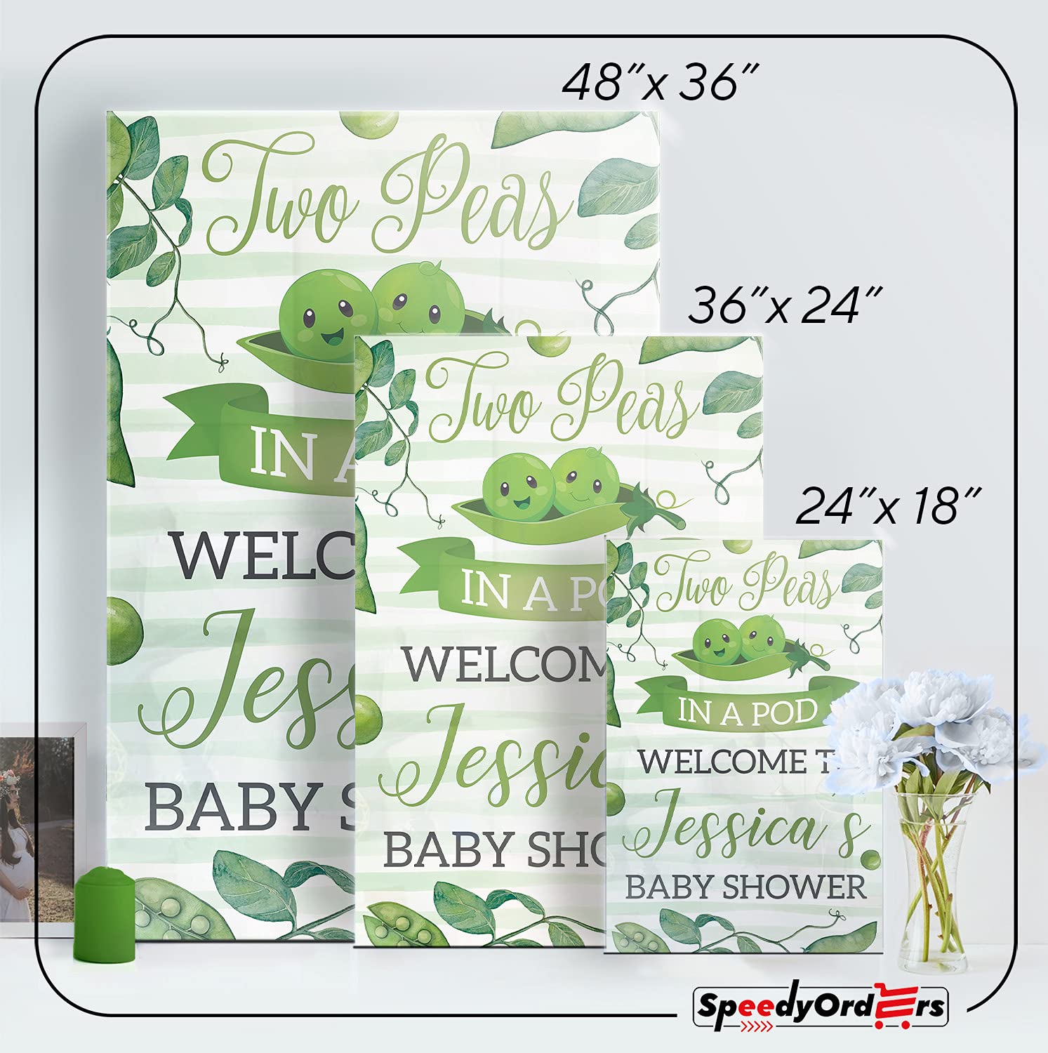 Twin Baby Shower Banner, Two Peas in a Pod, Baby Shower Banner, Baby Shower Reception Sign, Peas in a Pod Decor, Nature Design, Green Decor, Baby Shower Banner Sign