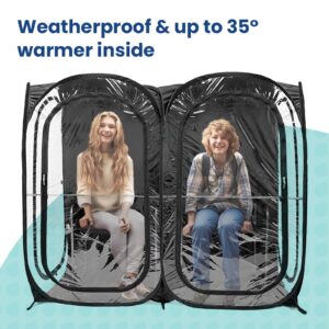 WeatherPod – The Original Pop Up Spectator Pod – Extra Large Weatherproof Pop-Up Pod for up to 2 People – Lightweight, Easy Open & Close – Protection from Cold, Wind and Rain – 70” x 35”