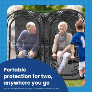 WeatherPod – The Original Pop Up Spectator Pod – Extra Large Weatherproof Pop-Up Pod for up to 2 People – Lightweight, Easy Open & Close – Protection from Cold, Wind and Rain – 70” x 35”