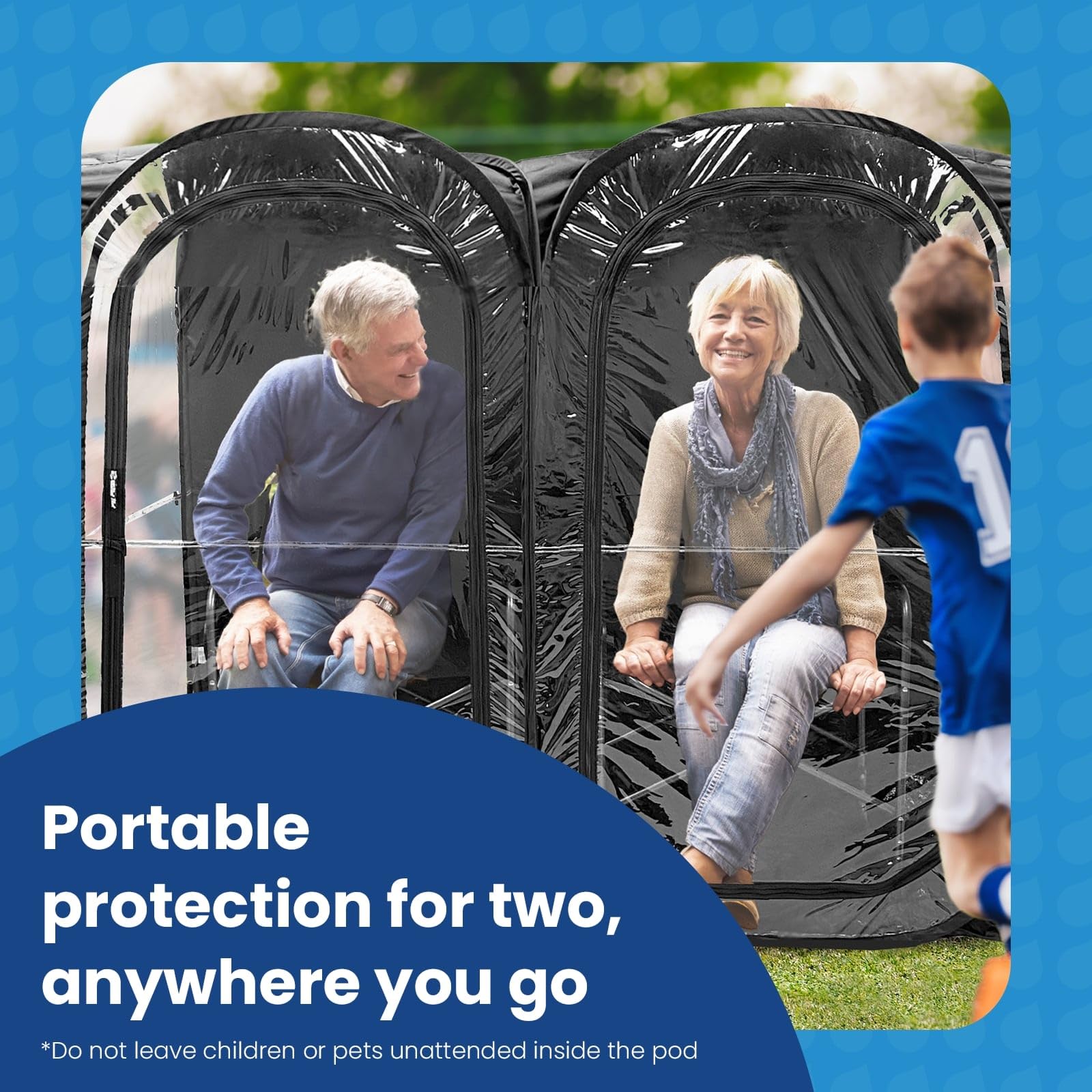 WeatherPod – The Original Pop Up Spectator Pod – Extra Large Weatherproof Pop-Up Pod for up to 2 People – Lightweight, Easy Open & Close – Protection from Cold, Wind and Rain – 70” x 35”