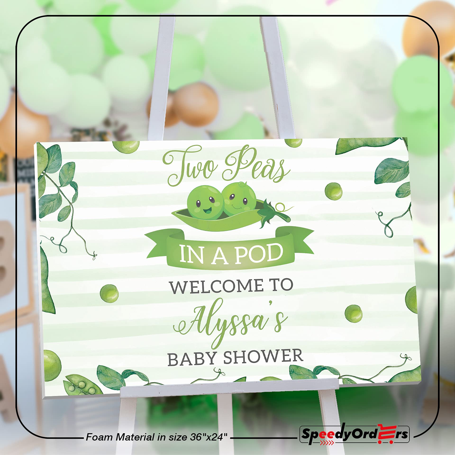 Twin Baby Shower Banner, Two Peas in a Pod, Baby Shower Banner, Baby Shower Reception Sign, Peas in a Pod Decor, Nature Design, Green Decor, Baby Shower Banner Sign