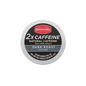 community coffee 2x caffeine dark roast 10 count coffee pods, compatible with keurig 2.0 k-cup brewers, 10 count (pack of 1)