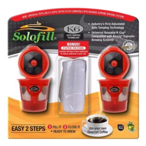 solofill k6 universal refillable brewing pod compatible with keurig, 1.0 & 2.0 brewing systems