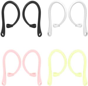 4 pairs ear hooks designed for airpods pro 2 & air pods pro 1，airpod 3 & 2 & 1,jnsa airpod pro2 pro1 air pods 3 2 1 ear hook anti-slip fit sports earhooks accessories white/black/green/pink wbgp