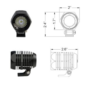 Handster Motorcycle Fog Light 2inch Cool White LED Pod Lights IP68 Waterproof Flood Auxiliary Driving Lamp 2PCS for 4x4 Off road Truck Marine and Heavy Duty