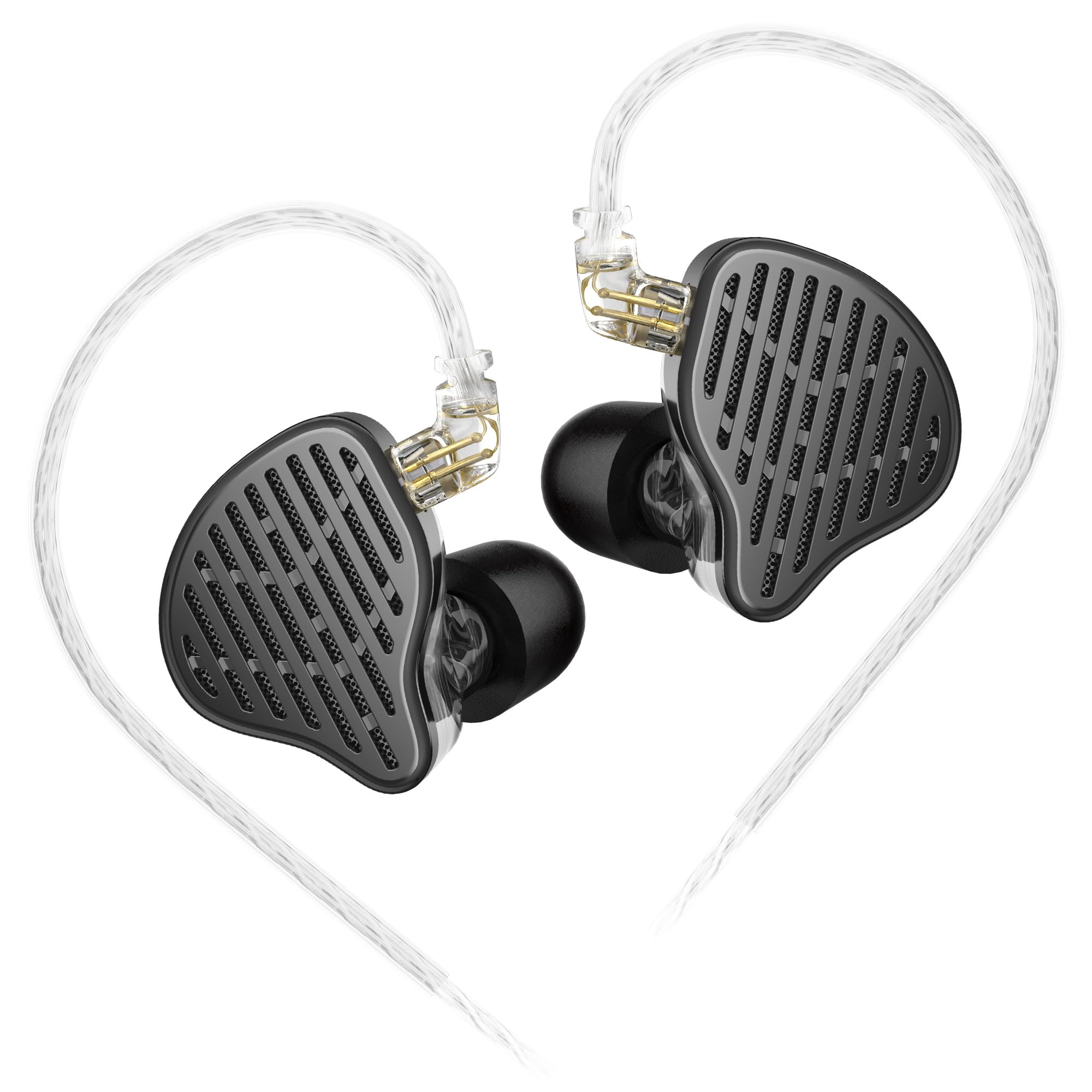 KZ x HBB PR2 13.2mm Planar Driver in Ear Monitor,HiFi IEM Earphones with N52 Magnet Array Nanoscale Diaphragm,Detachable Silver-Plated Cable for Musician Singer Gaming Audiophile (Black, without Mic)