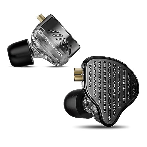 KZ x HBB PR2 13.2mm Planar Driver in Ear Monitor,HiFi IEM Earphones with N52 Magnet Array Nanoscale Diaphragm,Detachable Silver-Plated Cable for Musician Singer Gaming Audiophile (Black, without Mic)