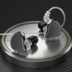 KZ x HBB PR2 13.2mm Planar Driver in Ear Monitor,HiFi IEM Earphones with N52 Magnet Array Nanoscale Diaphragm,Detachable Silver-Plated Cable for Musician Singer Gaming Audiophile (Black, without Mic)