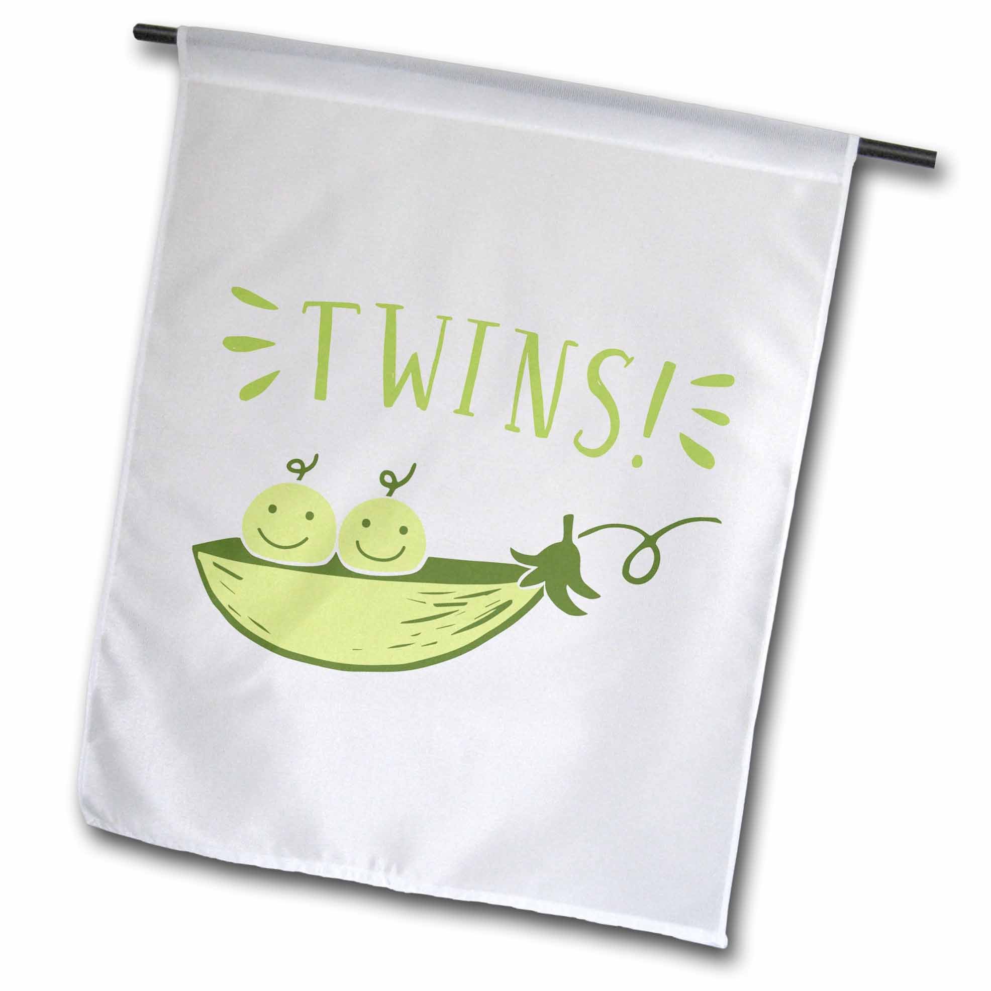 3dRose fl_256529_1 "Twins, Picture of Two peas in a pod wi Garden Flag, 12" x 18"