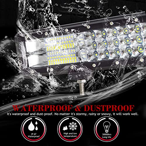 SKYWORLD 20 inch 288W Spot Flood Combo LED Light Bar Work Driving Lamp + 2 x 36W 4 inch LED Pods Fog Lights with 12V Rocker Wiring Harness Kit for Truck Tractor 4x4 4WD Car ATV UTV SUV Vehicles