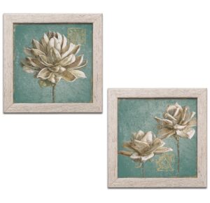 gango home decor contemporary seed pod i & ii no words turquoise by beth grove (ready to hang); two 12x12in distressed framed prints