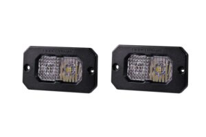 diode dynamics stage series 2in sae white sport flush mount led pod (pair), combo w/amber backlight