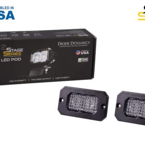 Diode Dynamics Stage Series 2in SAE White Sport Flush Mount LED Pod (pair), Combo w/Amber Backlight