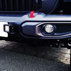 iJDMTOY Universal Fit License Plate Frame Mount 3-Inch LED Pod Fog Driving Light Kit, Include (2) 2x2 24W LED Cubic, Mounting Brackets & Relay Wiring Kit