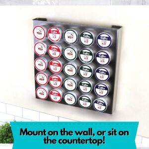 Polar Whale 2 Brushed Stainless Steel Coffee Pod Organizer Storage Tray Counter Stand or Wall Mount Compatible with Keurig K-Cup KCup for Kitchen Home Office Waterproof 12 x 12 Inches Each Holds 25