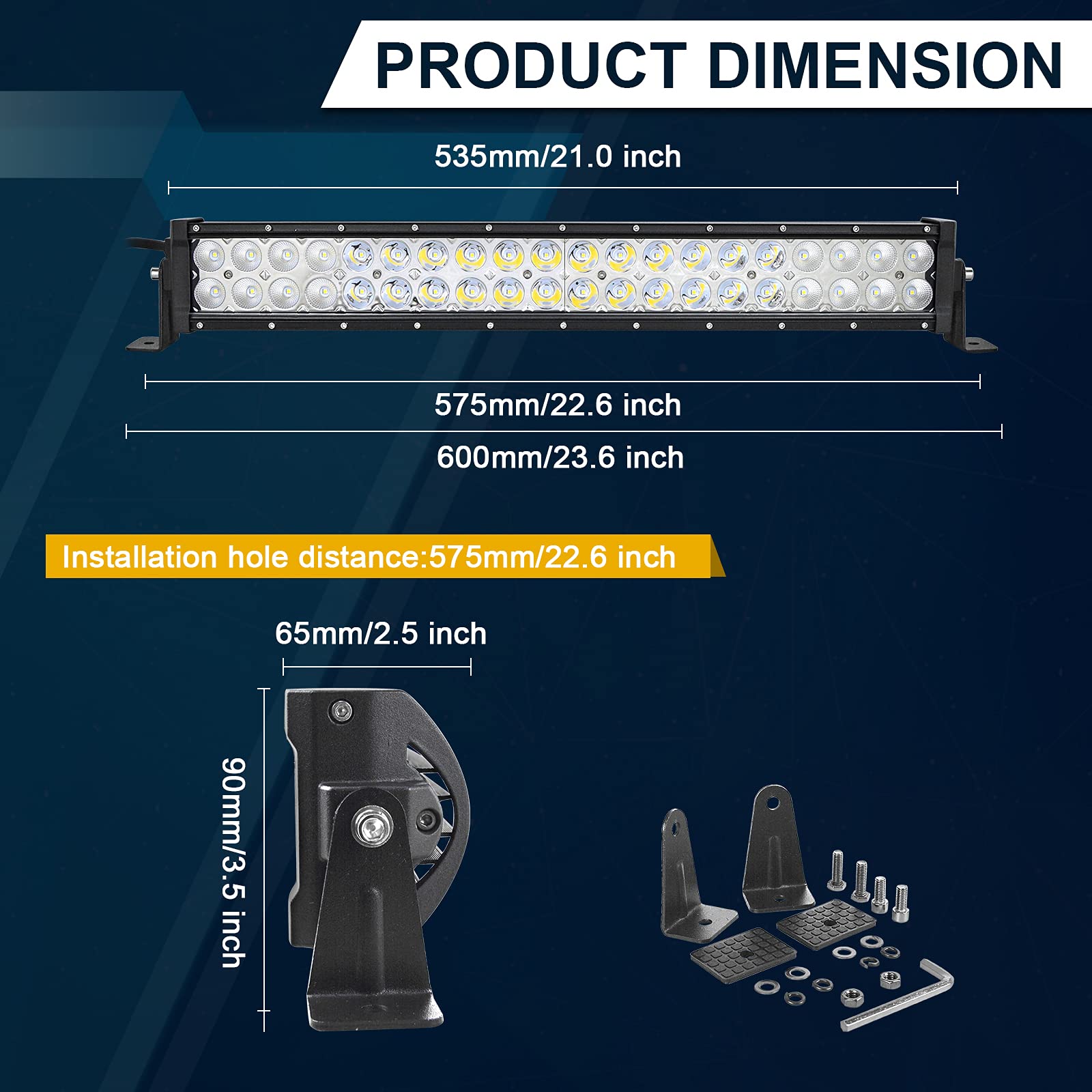 AUXTINGS 22 inch 120W Spot Flood Beam Led Light Bar 2X 4 inch 18W Spot LED Pods Fog Lights with 12V Wiring Harness Kit 2 Leads for Jeep Pickup Off Road Truck 4X4 ATV Boat Trailer,Waterproof